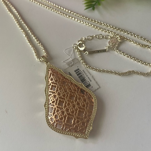 Kendra Scott | Jewelry | Nwt Kendra Scott Aiden Long Pendant Necklace In Goldrose Gold Filigree ...